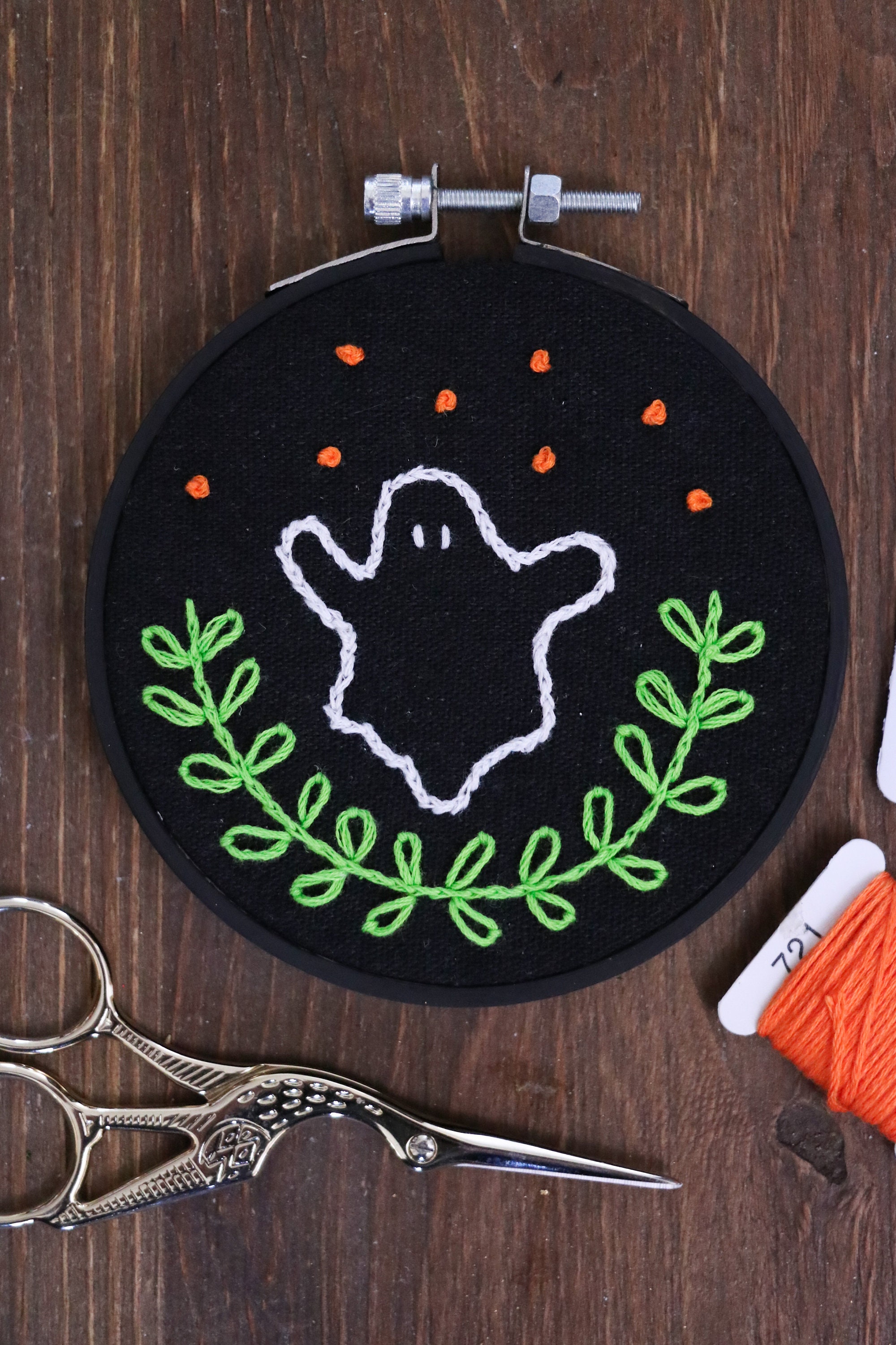 Spooky Ghost Halloween Embroidery Digital Pattern & Tutorial - Etsy