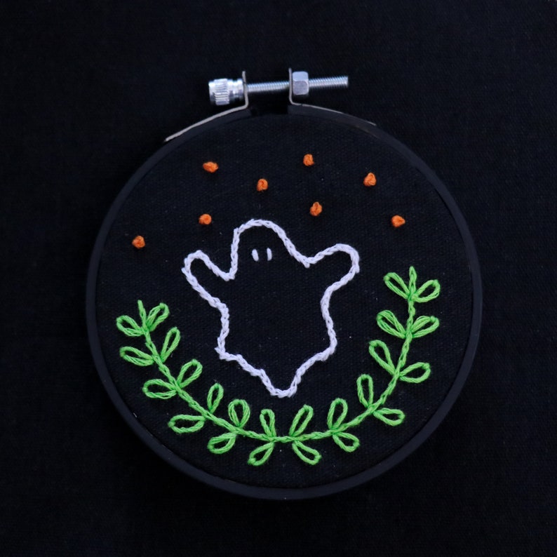 Spooky Ghost Halloween Embroidery Digital Pattern & Tutorial - Etsy