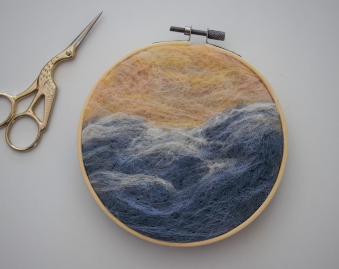 Beach Ocean Needle Felting Fiber Art, Hoop Art, Home Decor, Wall Art ...