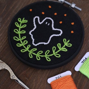 Spooky Ghost Halloween Embroidery Digital Pattern & Tutorial - Etsy