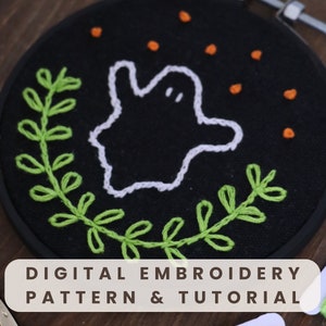 Spooky Ghost Halloween Embroidery Digital Pattern & Tutorial - Etsy