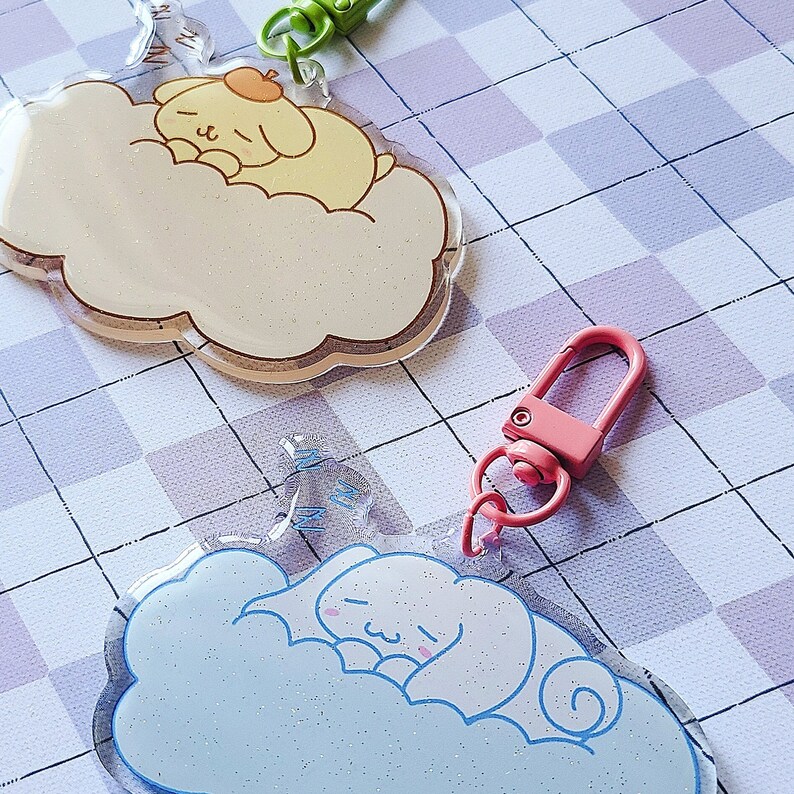 Sanrio Sleepy Cinnamoroll and Pompompurin Acrylic Charm - Etsy