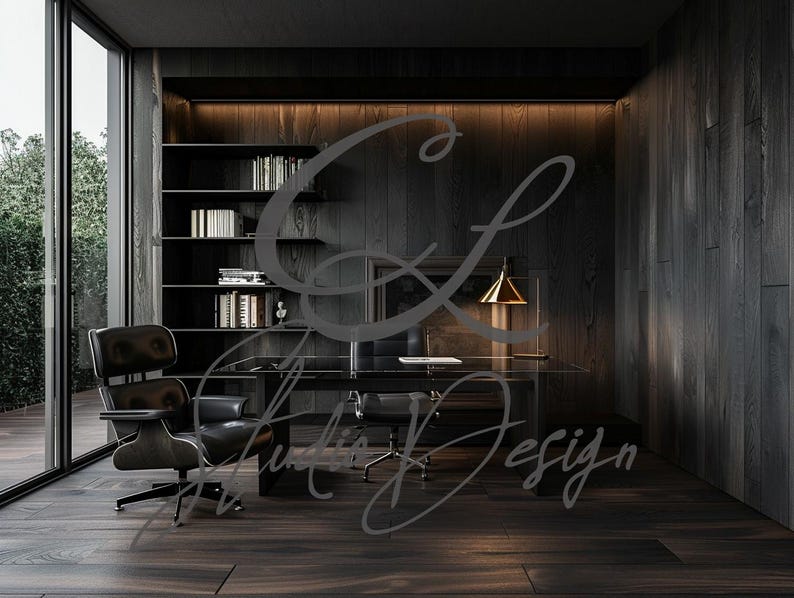 Luxury Home Dark & Moody Office Bundle - (4) High Resolution Digital ...