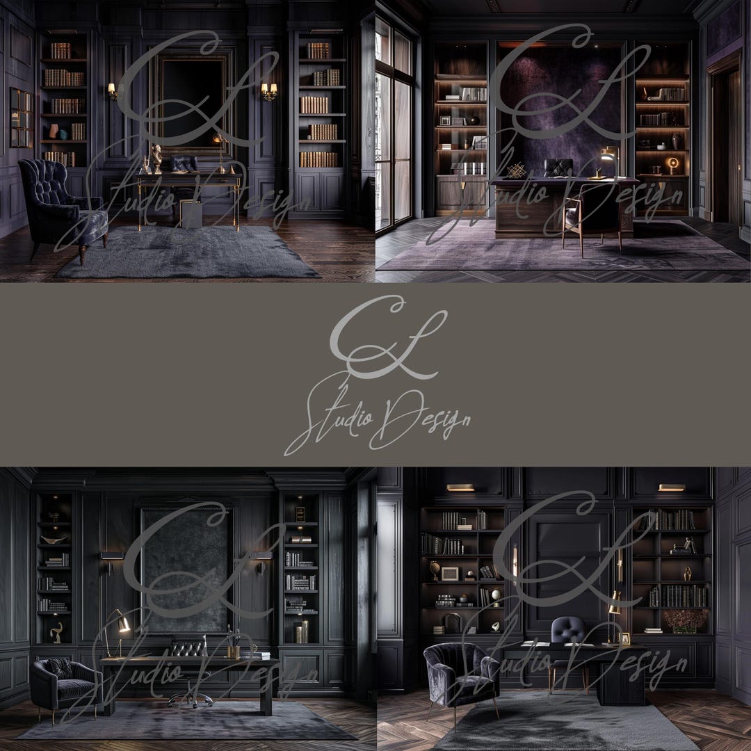 Luxury Home Office - (4) High Resolution Digital Background -instant ...