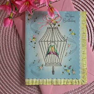 Vintage UNUSED Birthday Greeting Card With Envelope, 1960's Kitschy Mid Century Modern, Embossed ...