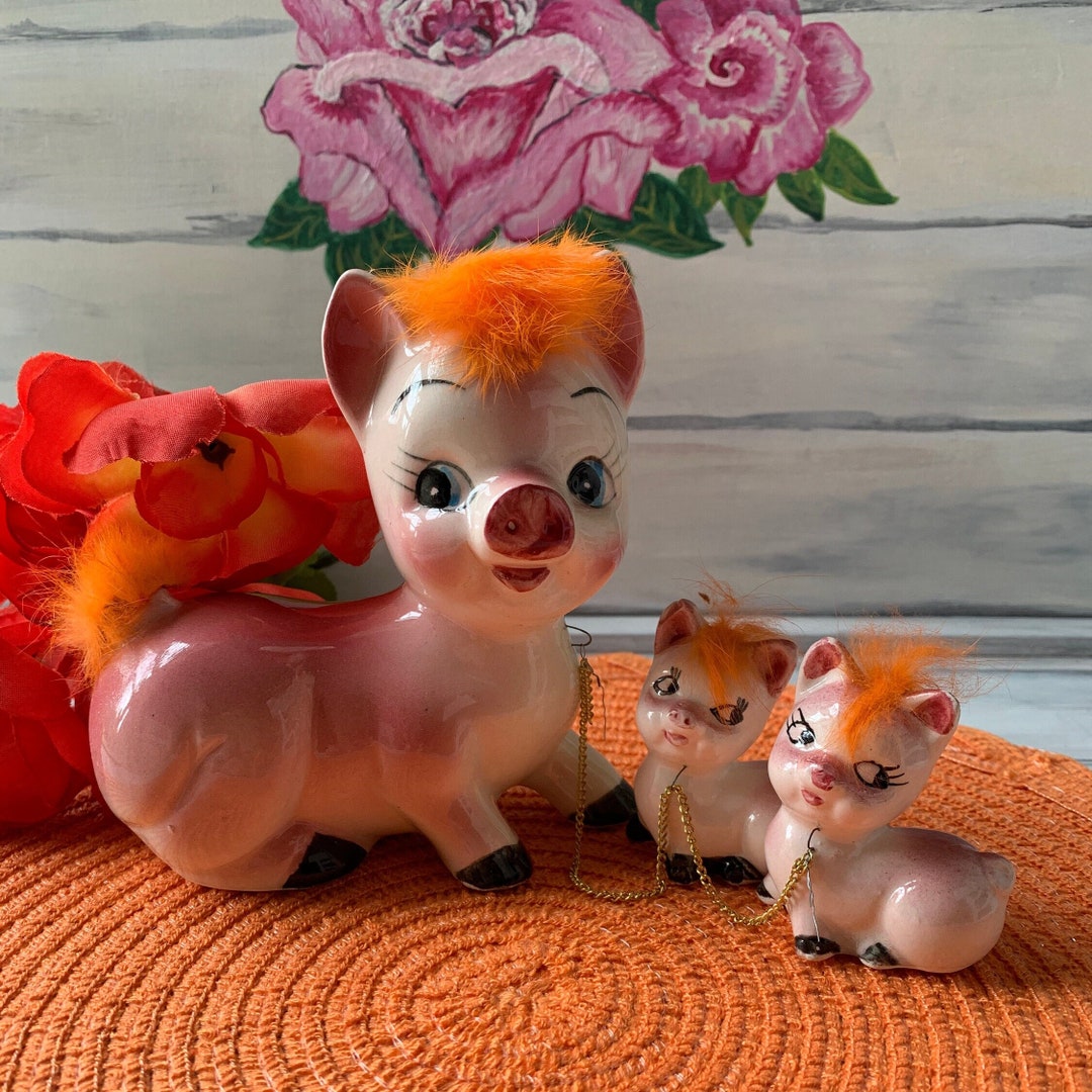 Vintage Pig Mama and Chain Piglets Figurine, Collectible UNUSED NOS ...