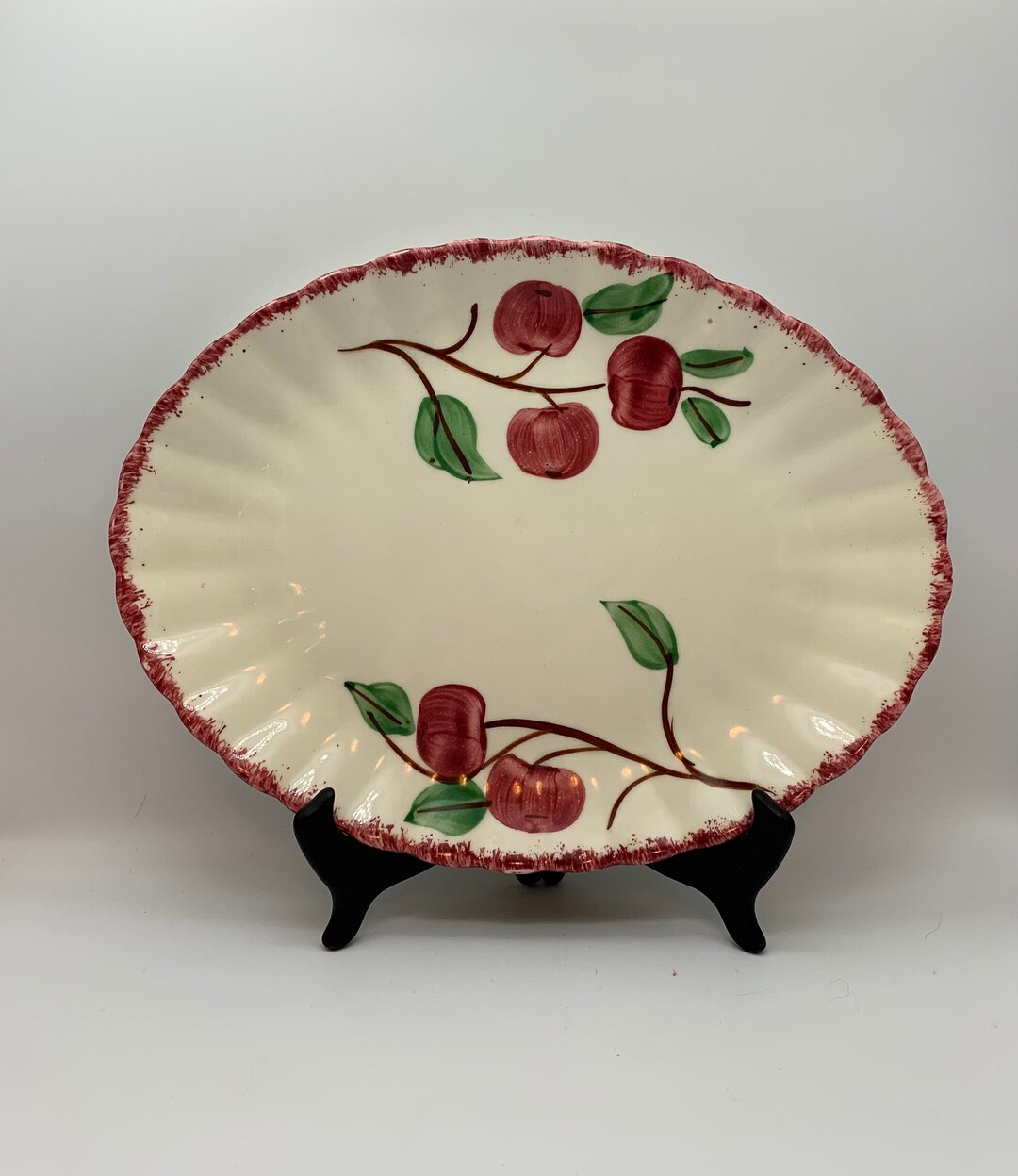 Vintage Blue Ridge Pottery Crab Apple 13 Oval Platter, Hand Painted ...