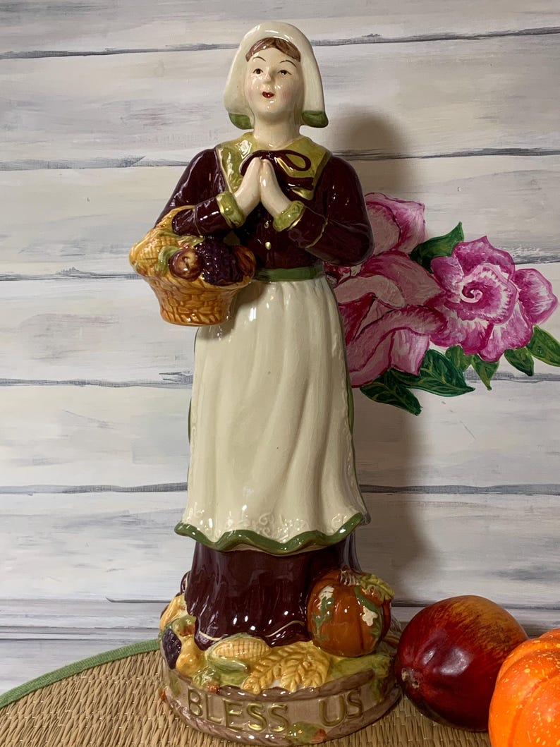Vintage Kaldun & Bogle Porcelain Figurine, 'bless Us' Pilgrim Harvest ...