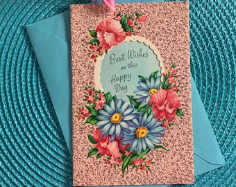 Vintage UNUSED Birthday Greeting Card With Envelope, 1960's Kitschy Mid Century Modern, Embossed ...