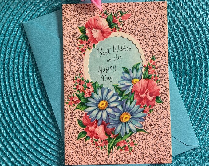 Vintage UNUSED Birthday Greeting Card With Envelope, 1960's Kitschy Mid Century Modern, Embossed ...