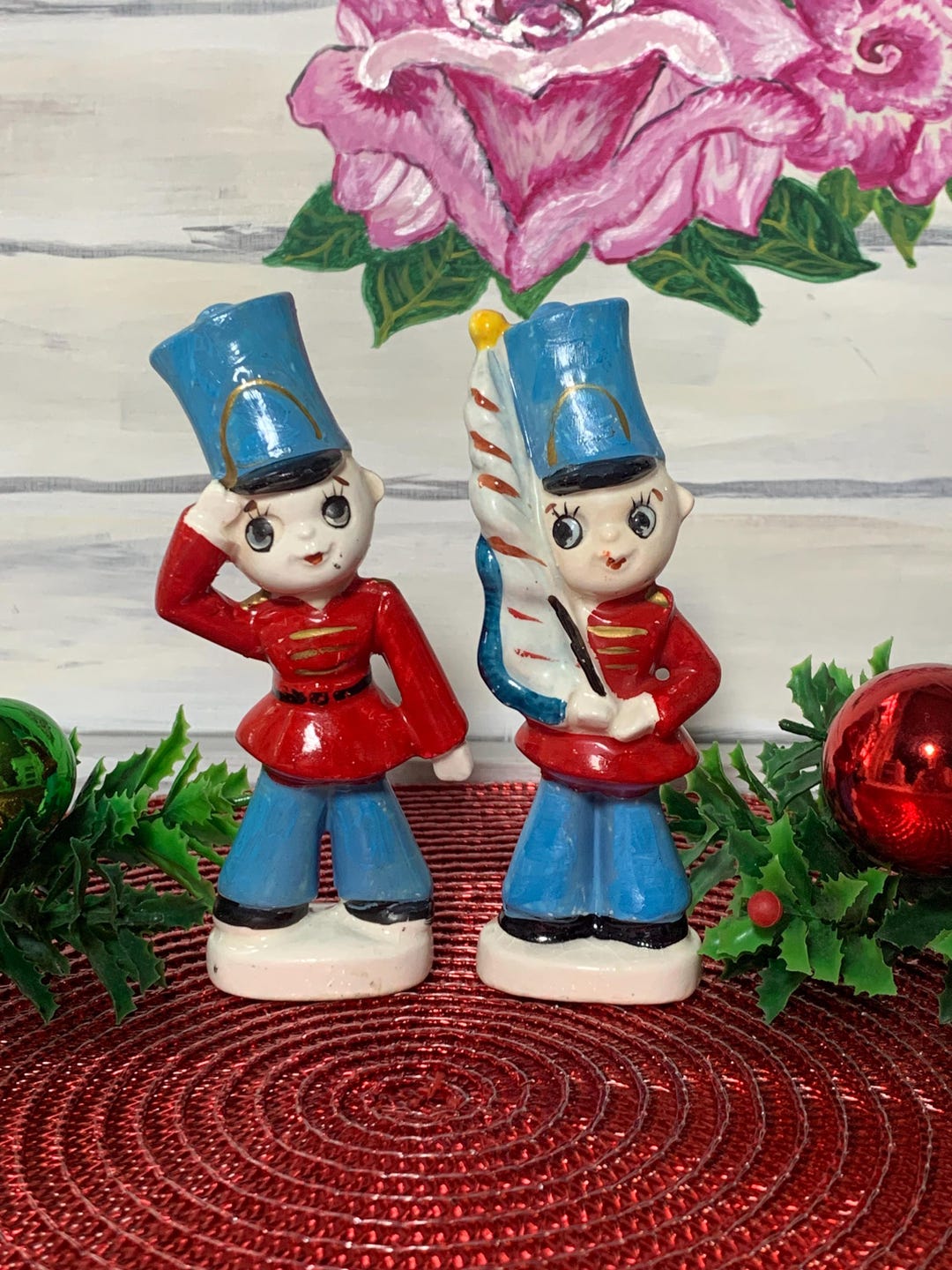 Vintage Ceramic Enesco Toy Soldier Christmas Salt and Pepper Shakers ...