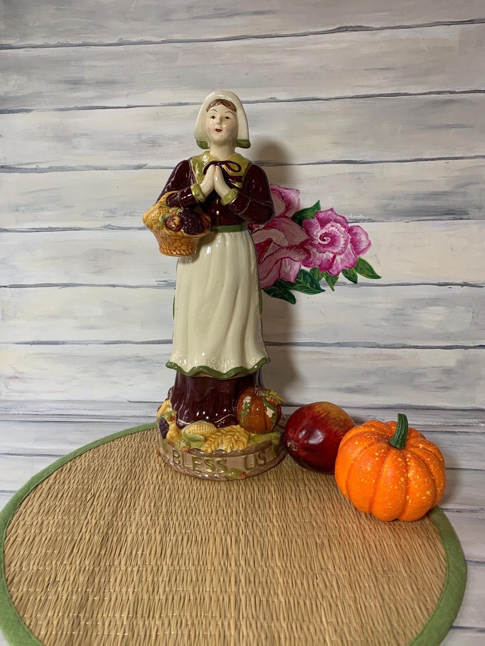 Vintage Kaldun & Bogle Porcelain Figurine, 'bless Us' Pilgrim Harvest ...