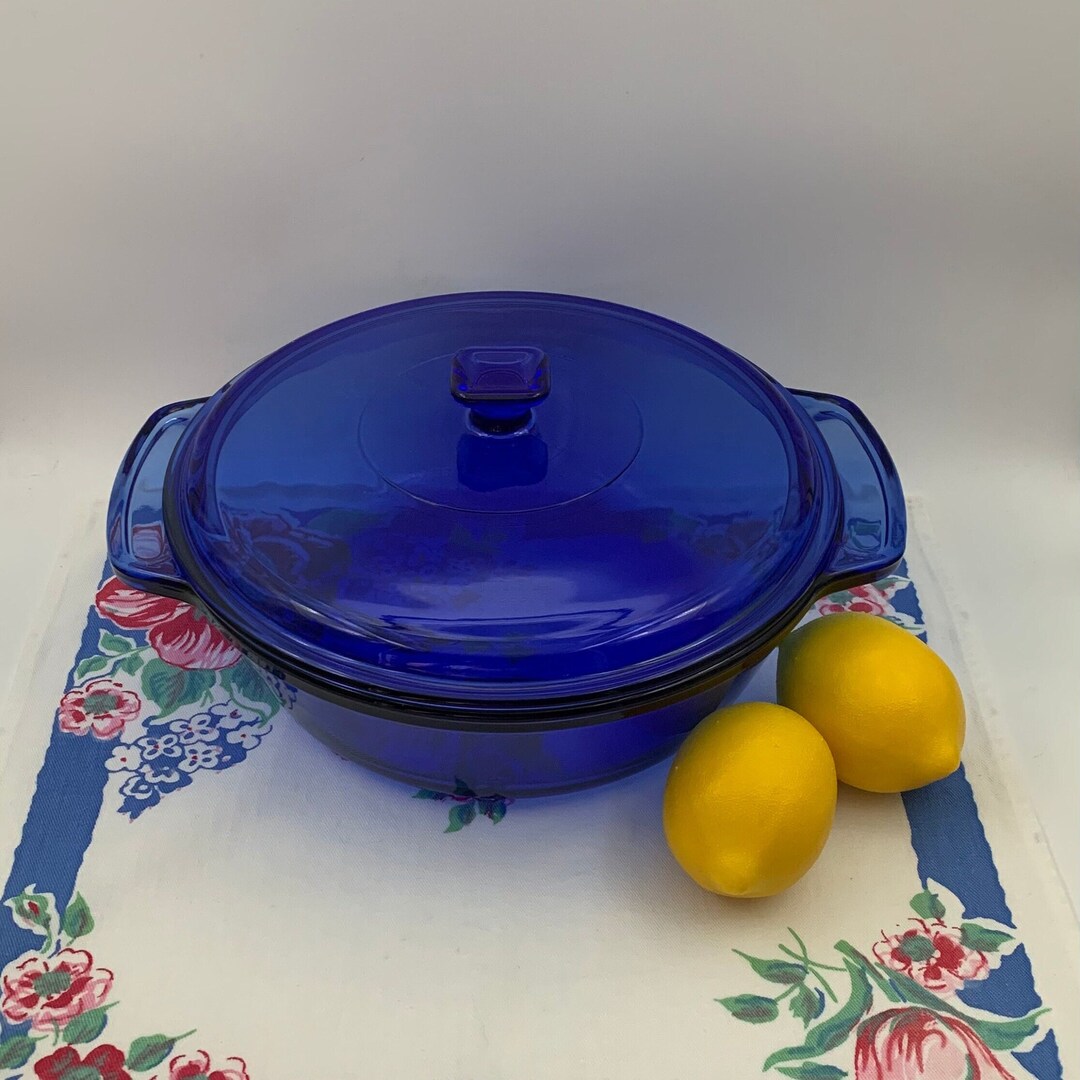 Vintage Anchor Hocking 2 Qt. Casserole Dish, Cobalt Blue Glass Dish ...