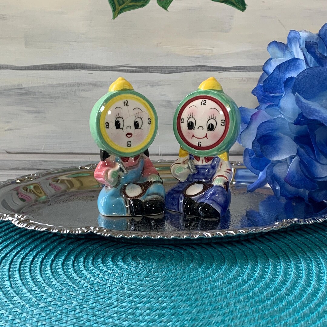 Vintage Anthropomorphic PY Clock Face Salt and Pepper Shaker Set ...