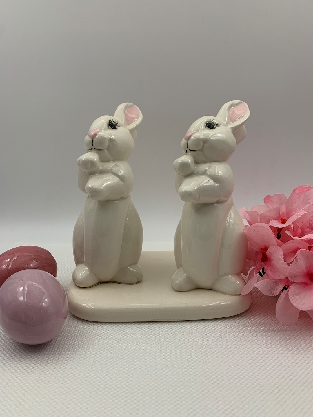 Vintage Ceramic Bunny Figurines, Large Easter Rabbit Table Centerpiece ...