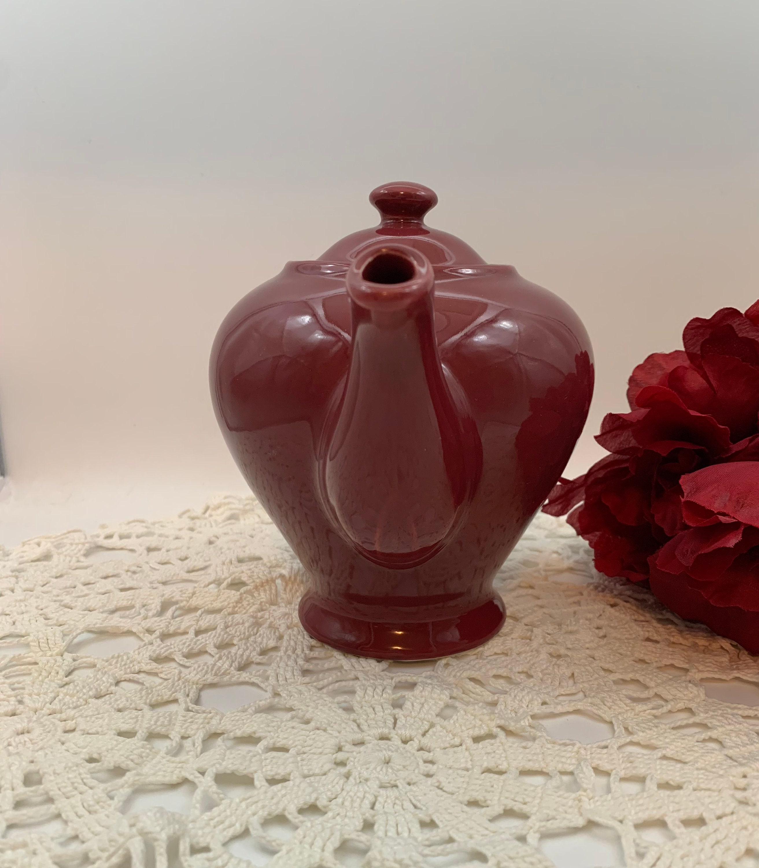 Vintage Hall Mccormick Teapot in Burgundy, Collectible Cottagecore ...