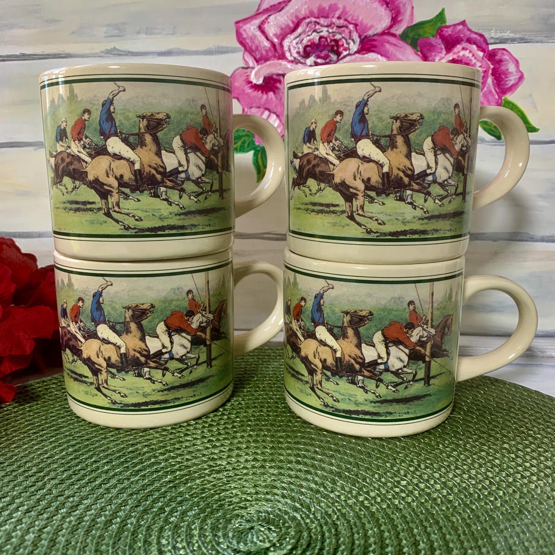 4 Vintage Ralph Lauren Polo Thoroughbred Coffee Mugs, Ceramic ...