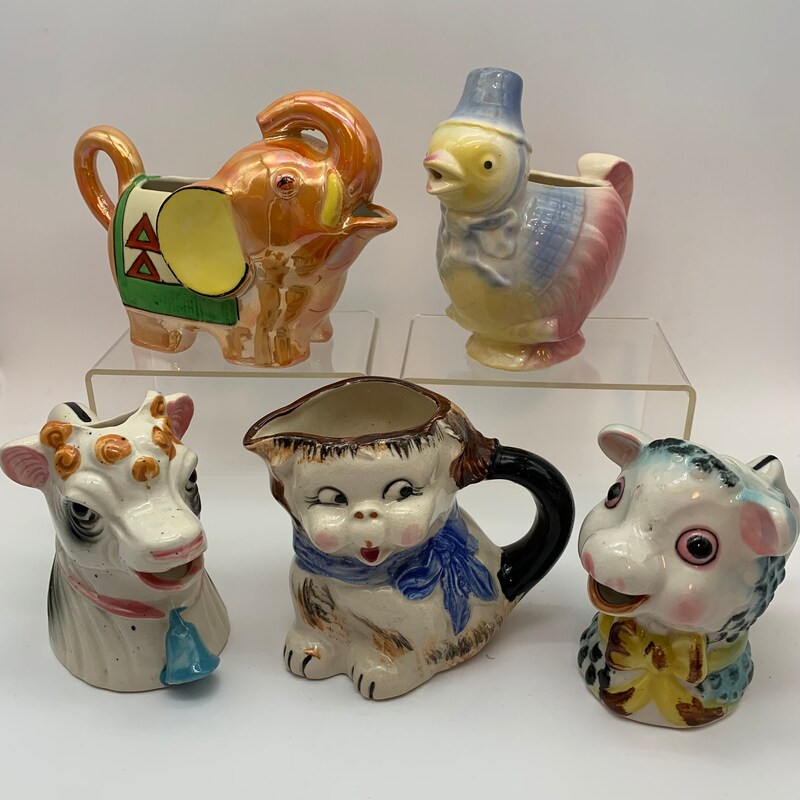 Vintage Ceramic Animal Pitchers - Etsy