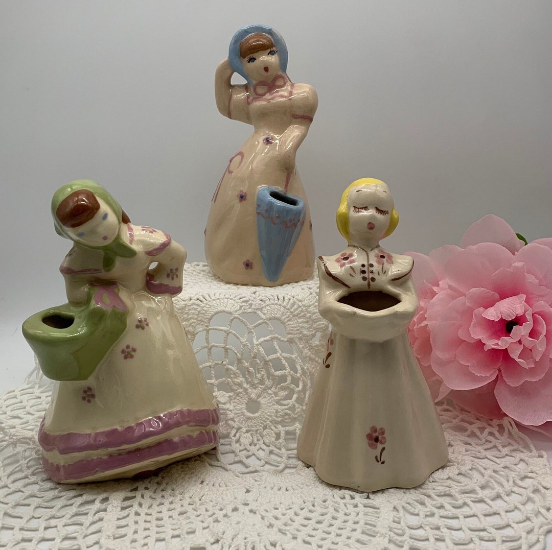 Vintage Lady Planters Vases Ceramic, Succulent Small Flowers ...