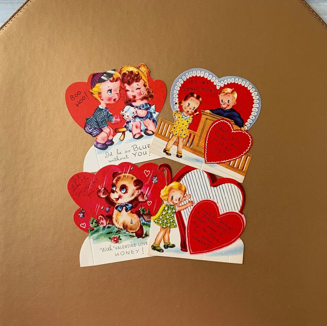 4 Vintage UNUSED with Envelopes Original 1940's/1950's Valentine's Day ...
