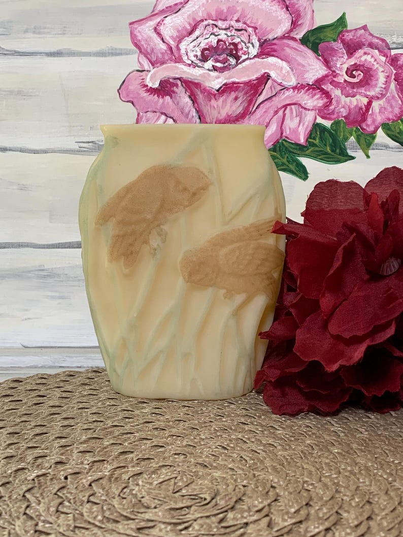 Antique Satin Custard Glass Flower Vase With Owls by Consolidated Lamp ...