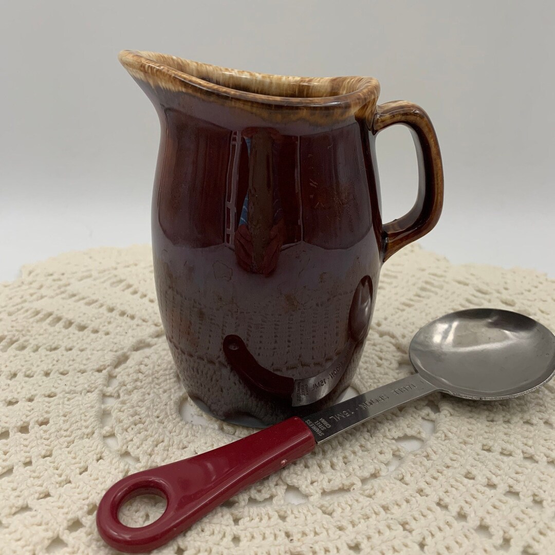 Vintage Hull Brown Drip Pitcher or Creamer, Brown Drip Glaze Oven Proof ...