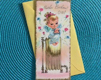 Vintage UNUSED Birthday Greeting Card With Envelope, 1960's Kitschy Mid Century Modern, Embossed ...