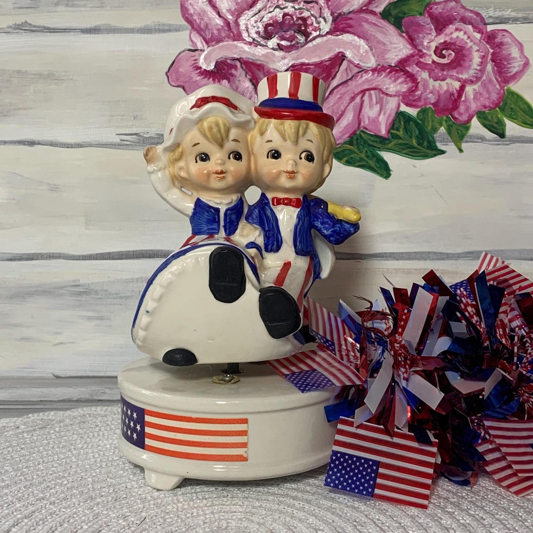 Vintage Lefton Uncle Sam Betsy Ross Music Box 'yankee Doodle', Ceramic ...