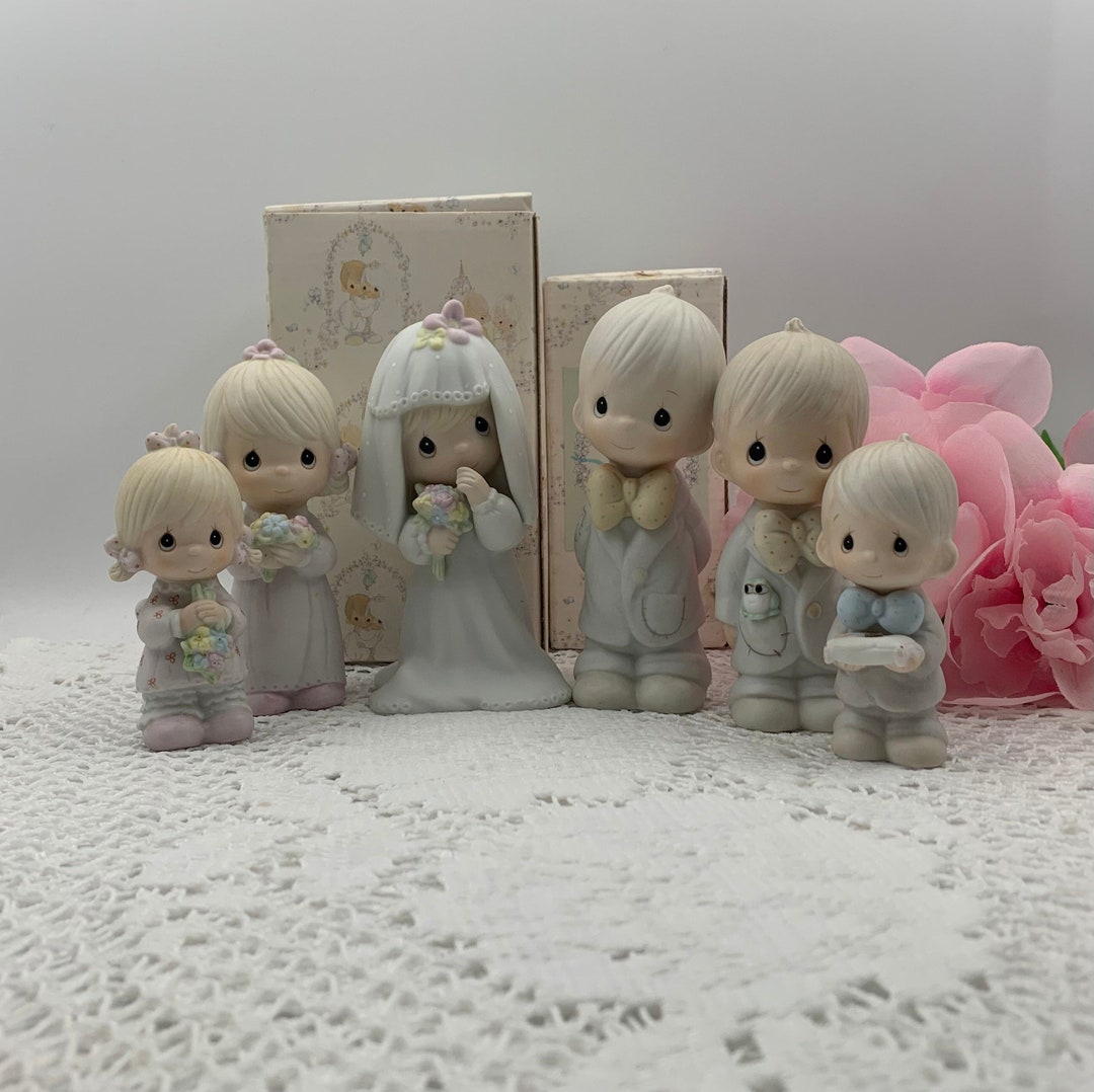Vintage 1983 Precious Moments Wedding Party Figurines, Porcelain ...