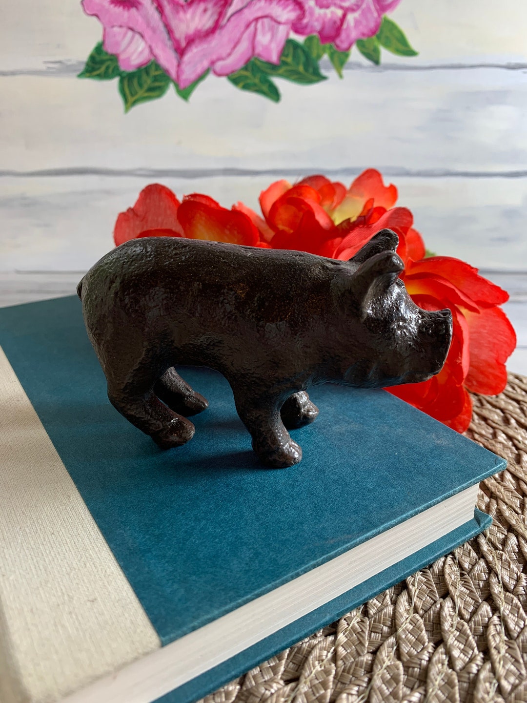 Vintage Cast Iron Pig Doorstop or Statue, Cottagecore Farmhouse Western ...