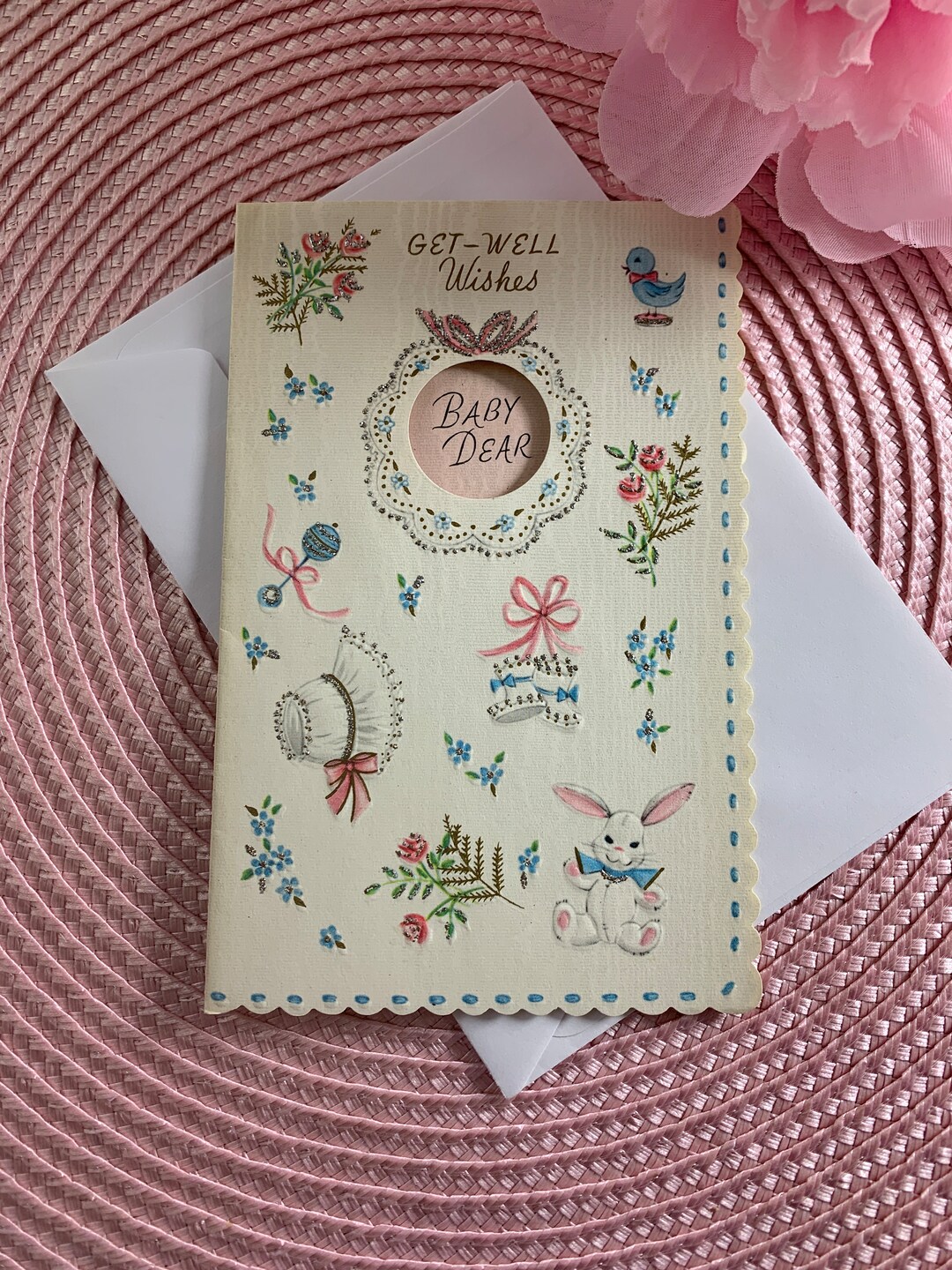 Vintage Baby Get Well Greeting Card With Envelope, UNUSED Kitschy Mid Century Modern, Family ...