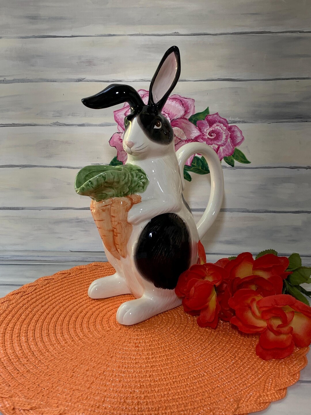Vintage Fitz and Floyd Bunny Rabbit Pitcher IOB, 1 Qt. Collectible 1987 ...