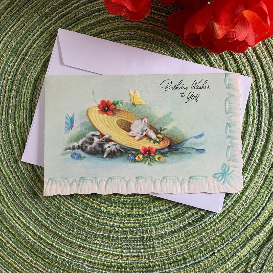 Vintage UNUSED Birthday Greeting Card With Envelope, 1960's Kitschy Mid Century Modern, Cute ...