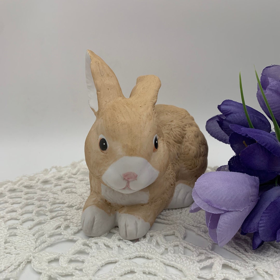 Vintage Ceramic Brown Bunny Rabbit Figurine With Pink Nose, Unique ...