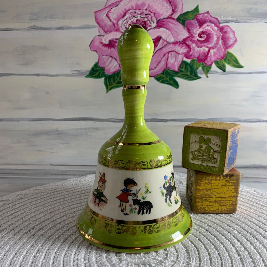 Vintage Kitschy Porcelain Nursery Rhyme Bell, 7" Cute Collectible ...