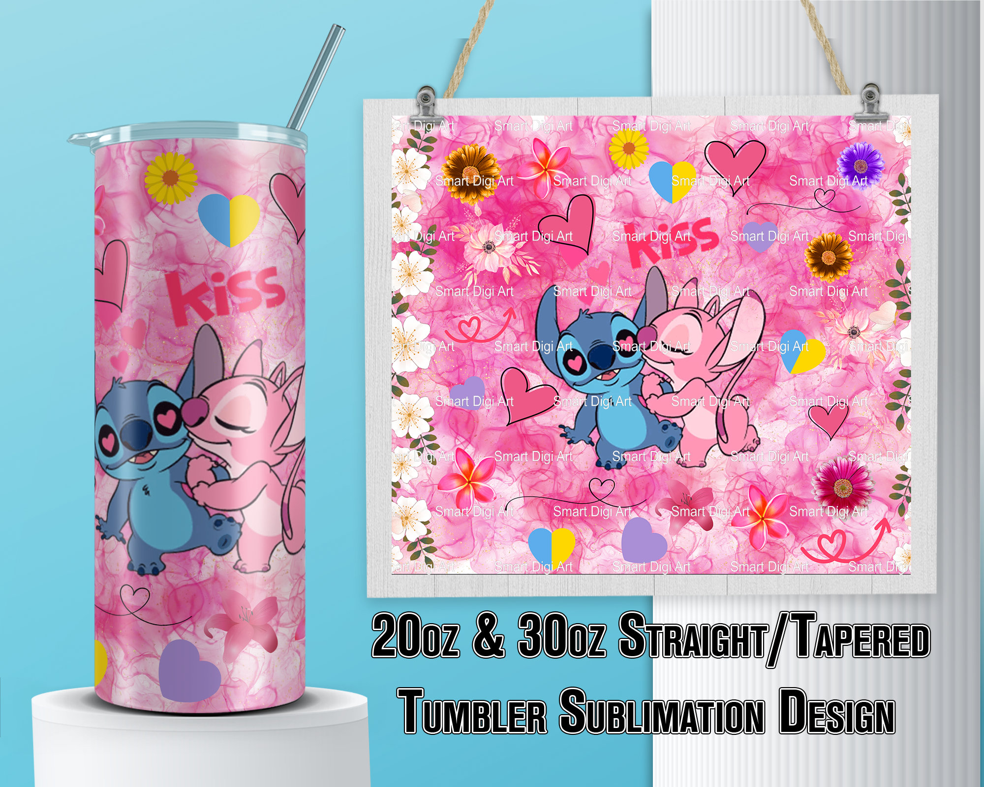 Stitch Tumbler Wrap Png 20oz Cartoon Tumbler Sublimation Design 20oz Skinny Glitter Tumbler