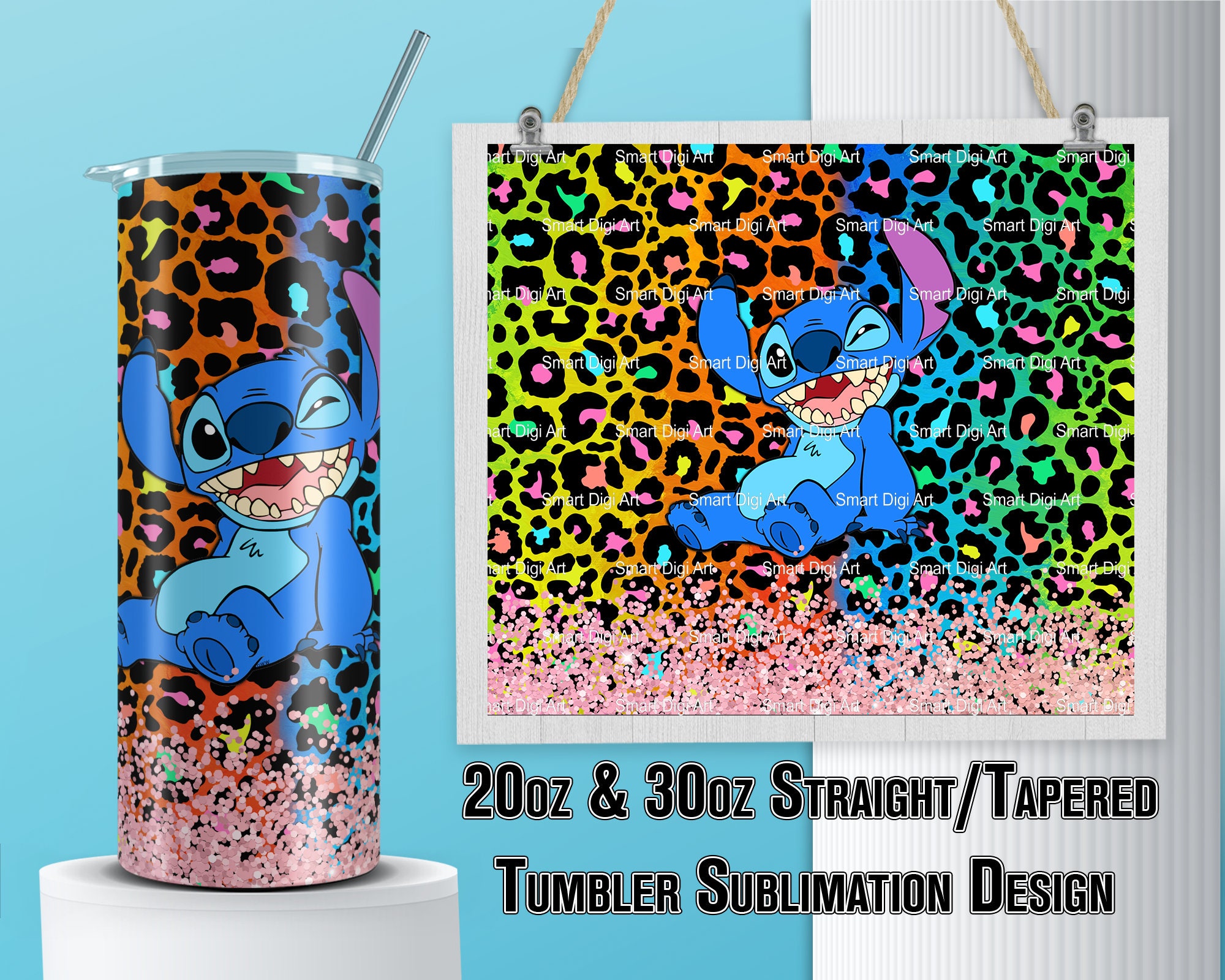 Stitch Tumbler Wrap Png 20oz Cartoon Tumbler Sublimation - Etsy