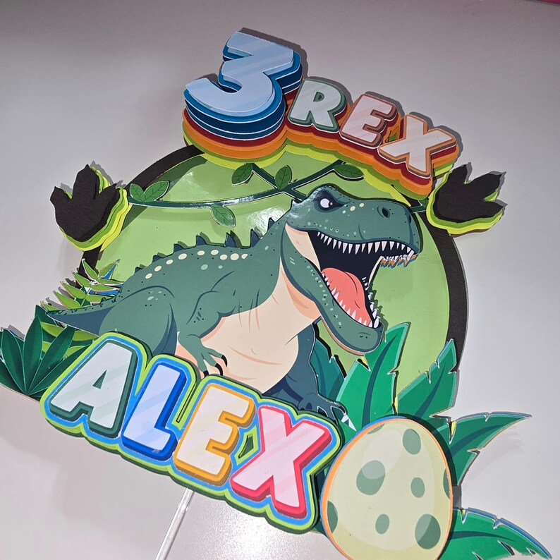 3-rex Dinosaur 3D Cake Topper SVG + Bonus Alphabet | Silhouette ...