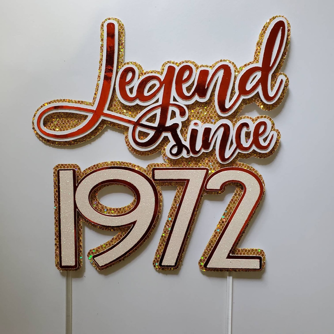 Legend Since Happy Birthday Gold Red Cake Topper Customizable - Etsy