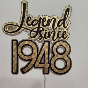 Legend Since Happy Birthday Gold Red Cake Topper Customizable - Etsy