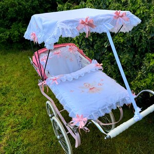 Doll's Pram Canopy Cover and Quilt Set, Fits Silver Cross Coach Built ...
