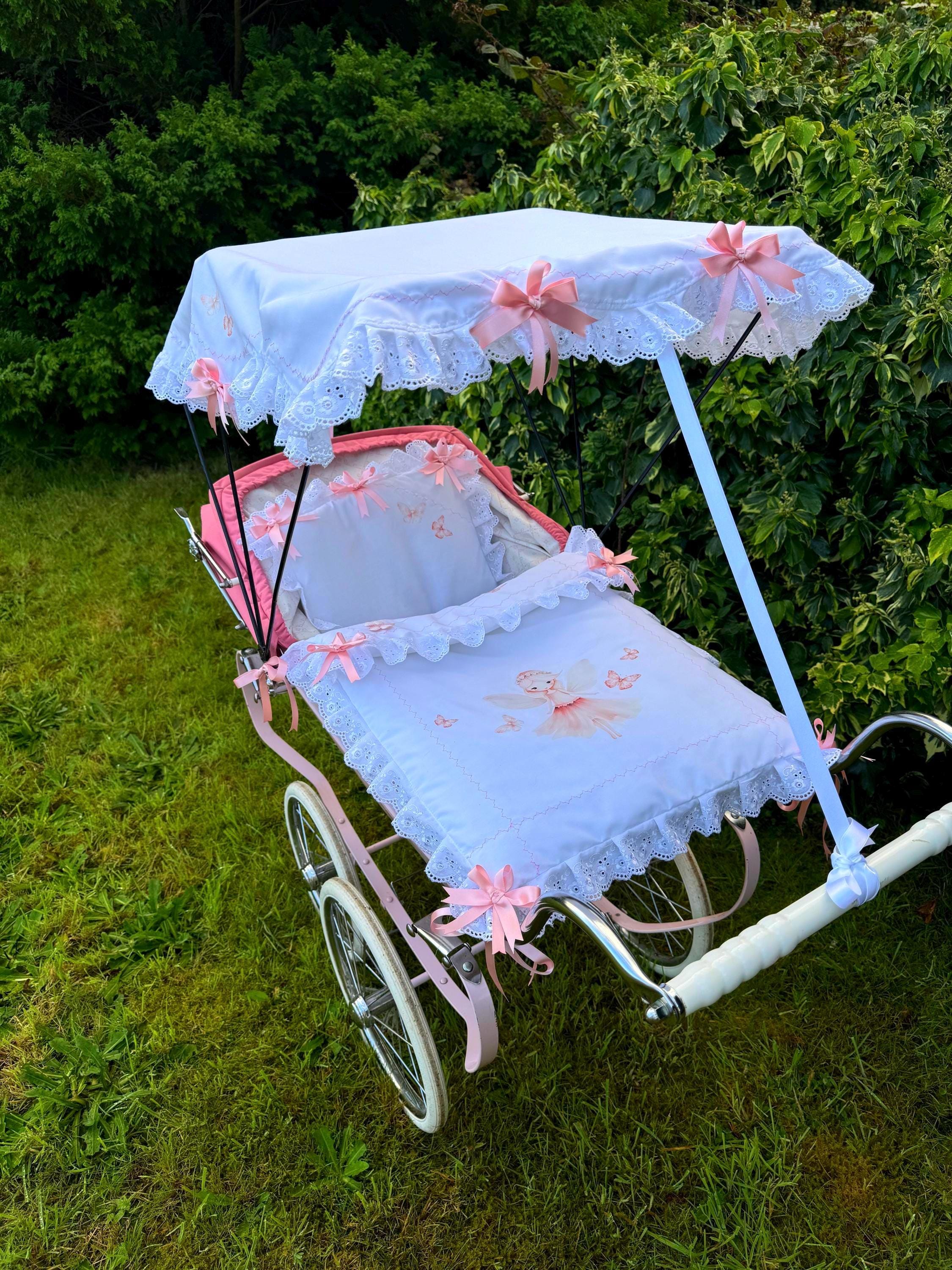 Doll's Pram Canopy Cover and Quilt Set, Fits Silver Cross Coach Built ...
