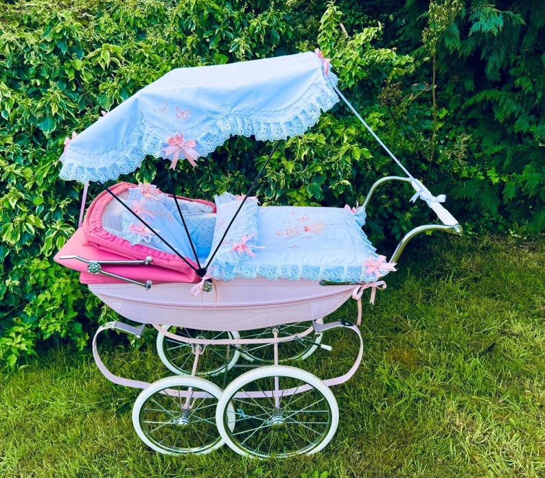 Doll's Pram Canopy Cover and Quilt Set, Fits Silver Cross Coach Built ...
