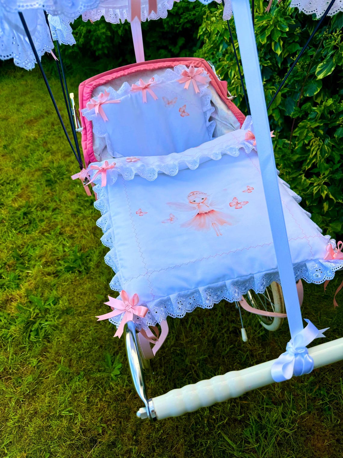 Doll's Pram Canopy Cover and Quilt Set, Fits Silver Cross Coach Built ...