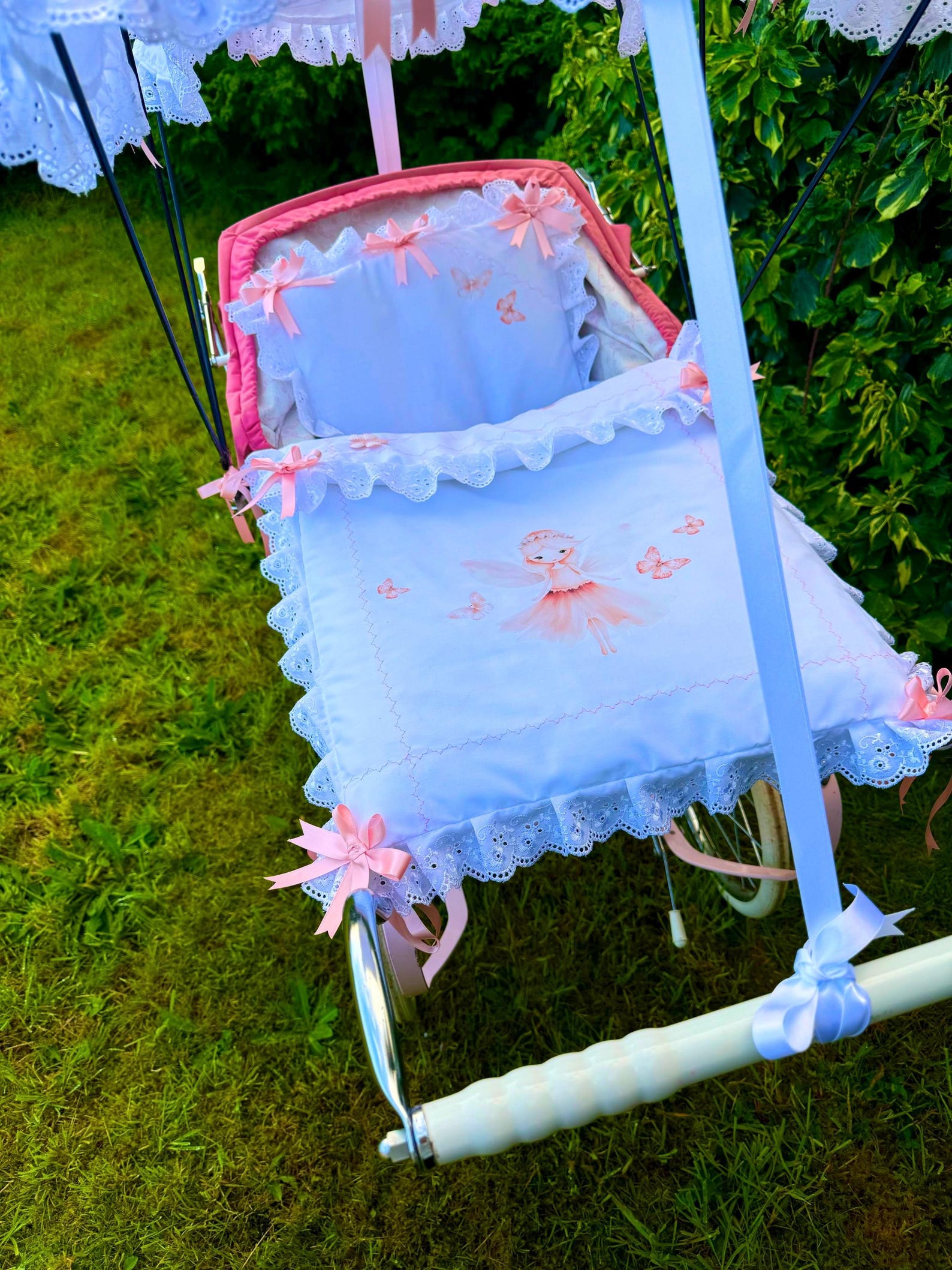 Doll's Pram Canopy Cover and Quilt Set, Fits Silver Cross Coach Built ...