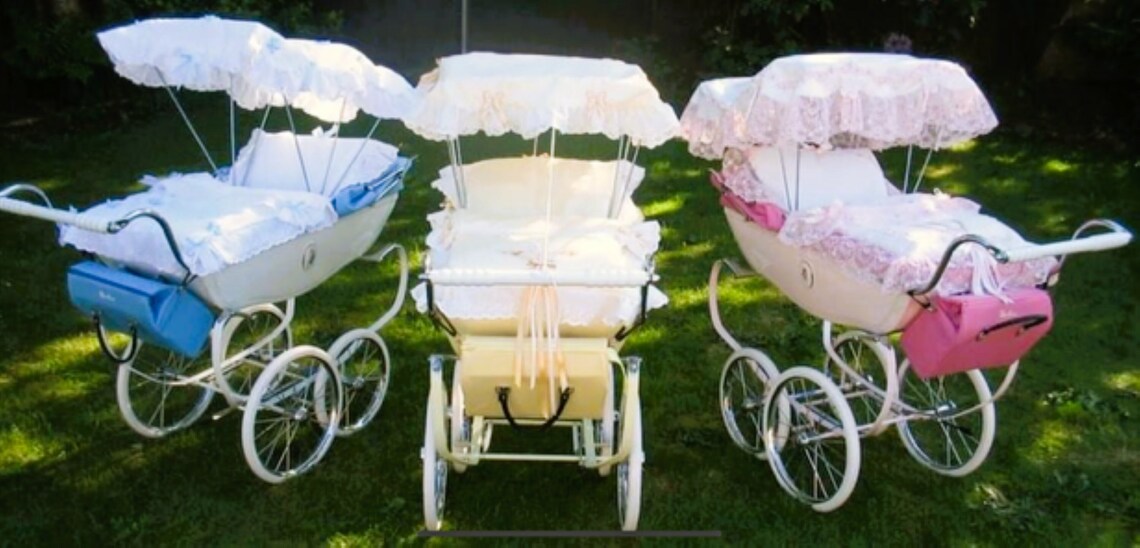 Doll's Pram Canopy Cover and Quilt Set, Fits Silver Cross Coach Built ...