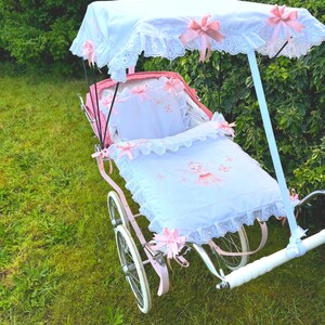 Doll's Pram Canopy Cover and Quilt Set, Fits Silver Cross Coach Built ...