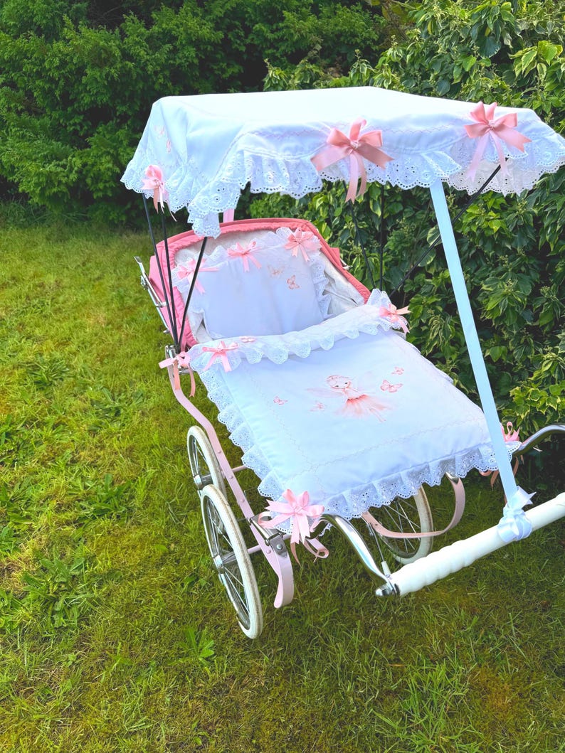 Doll's Pram Canopy Cover and Quilt Set, Fits Silver Cross Coach Built ...
