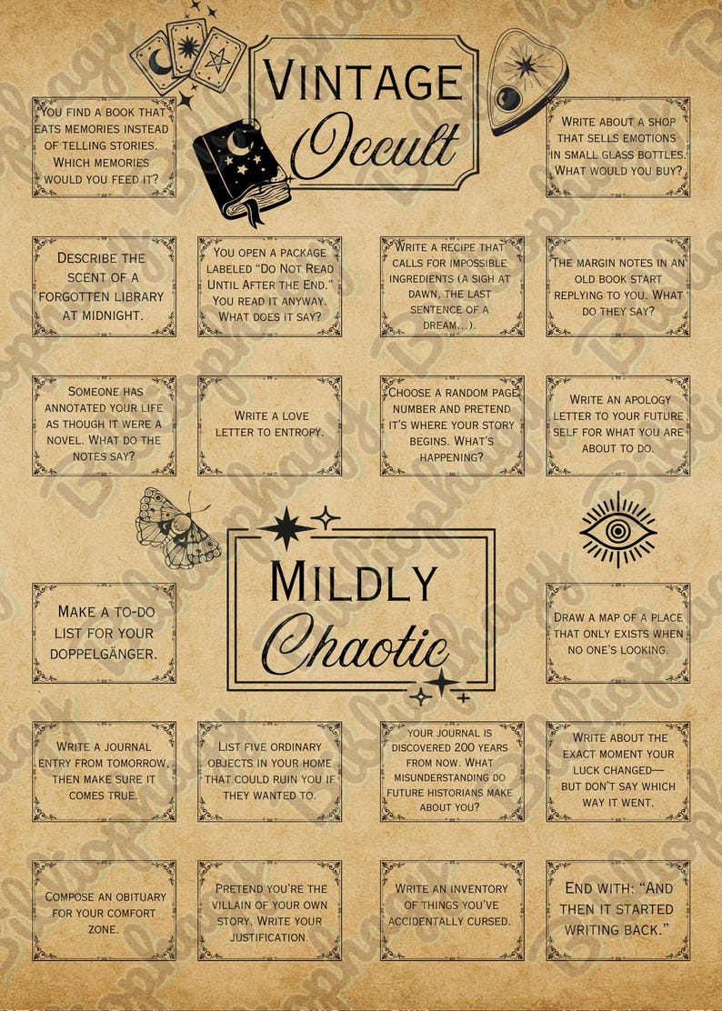 40 Cursed Journal Prompts, Printable Writing Inspiration (digital ...