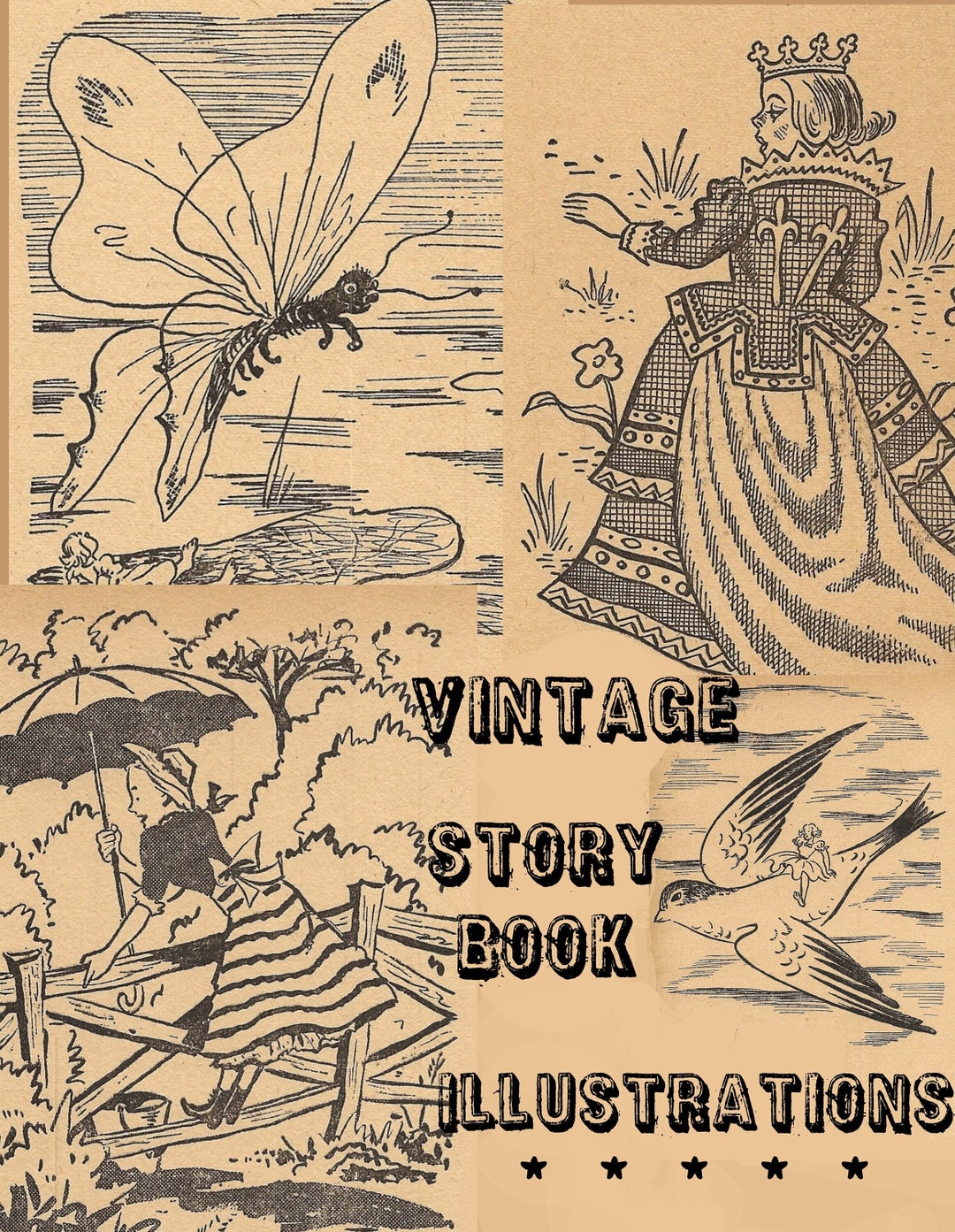 Vintage Children's Book Illustrations / Vintage Line Drawings / Fairy ...